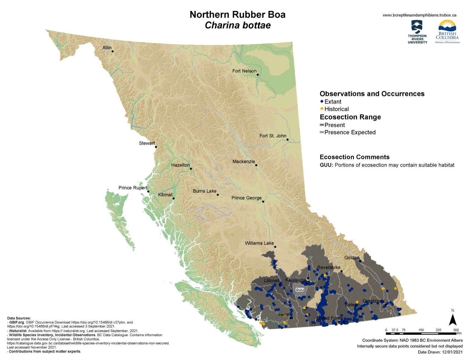 Range Maps - B.C. Reptiles & Amphibians