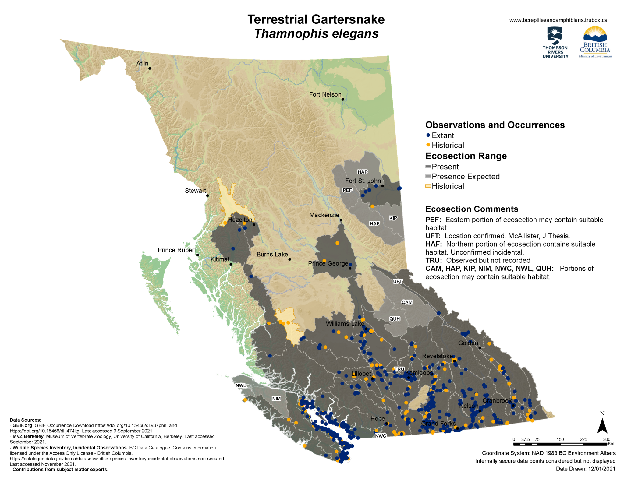 Range Maps - B.C. Reptiles & Amphibians