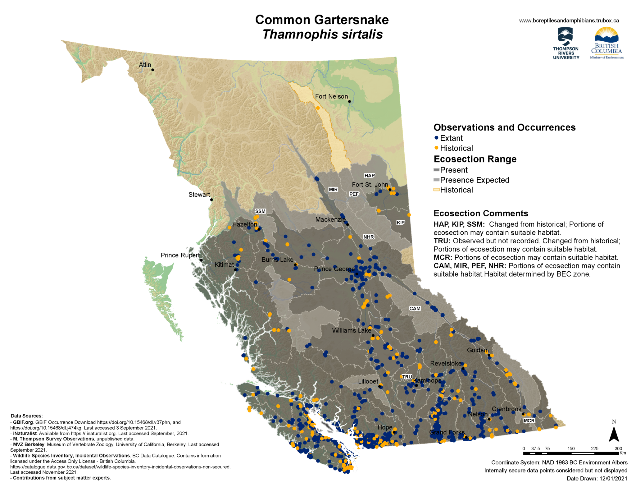 Range Maps - B.C. Reptiles & Amphibians